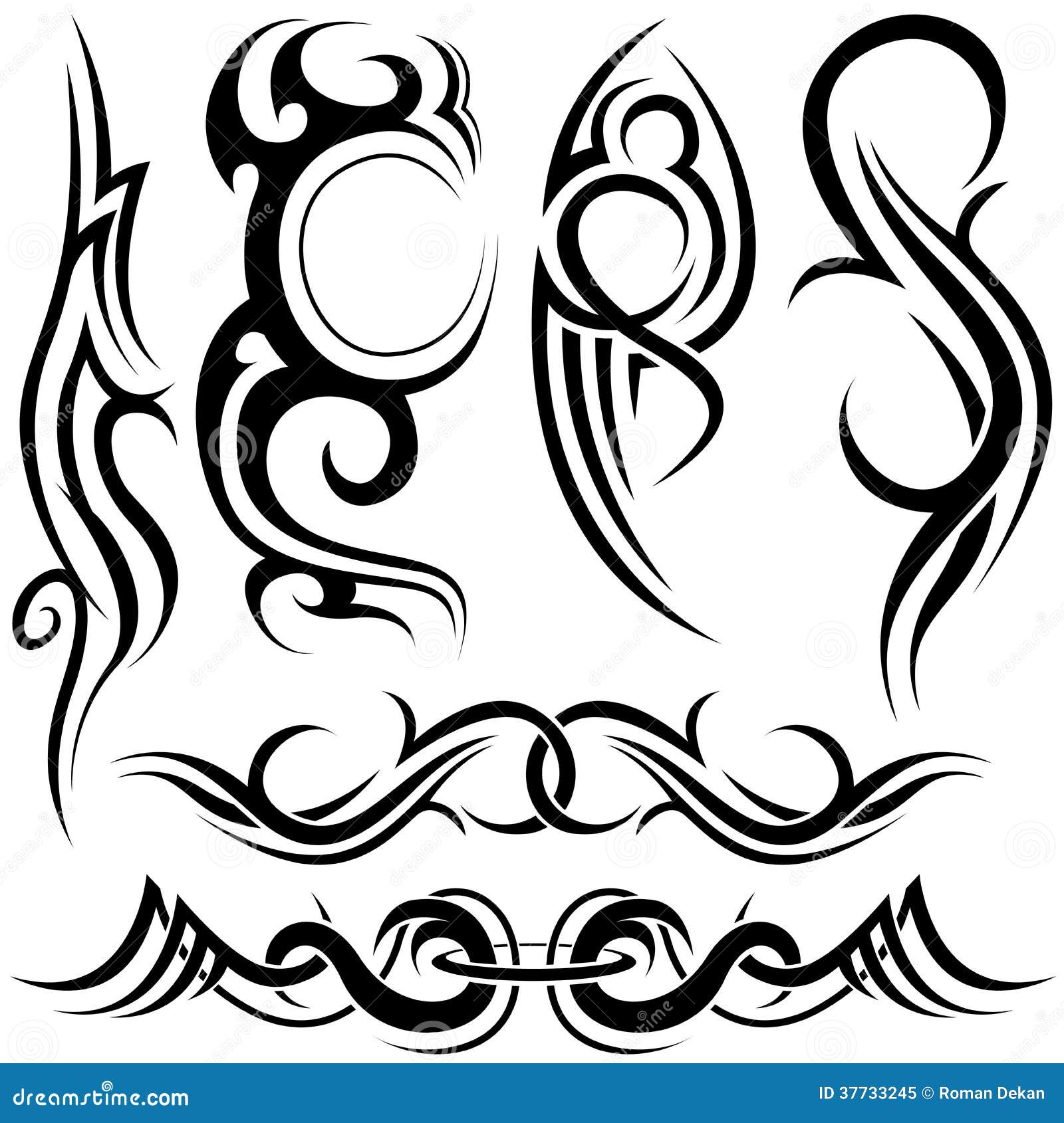 Tatuaggi tribali illustrazione vettoriale. Illustrazione di arricciato ...