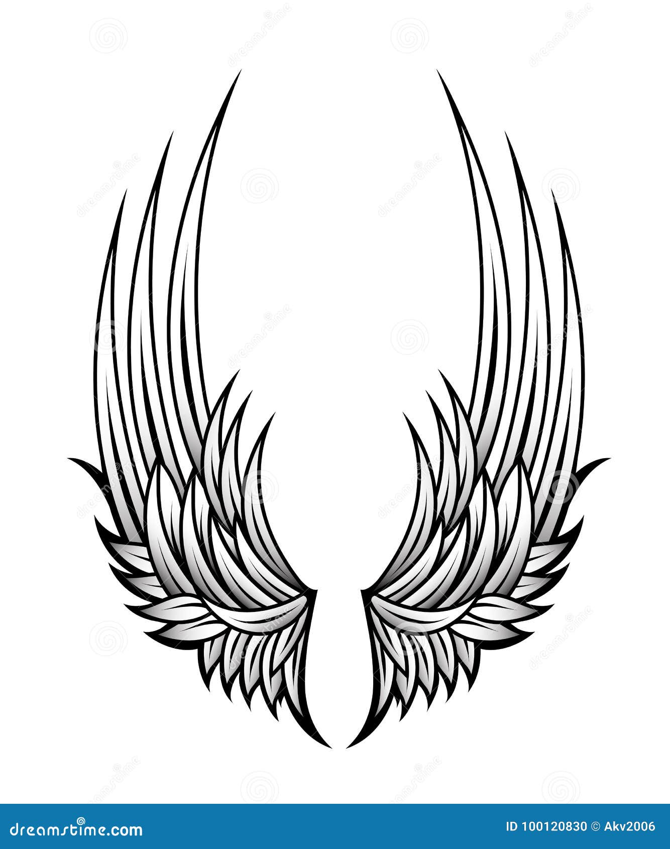 Tatuaje Decorativo De Las Alas Ilustración del Vector - Ilustración de ...