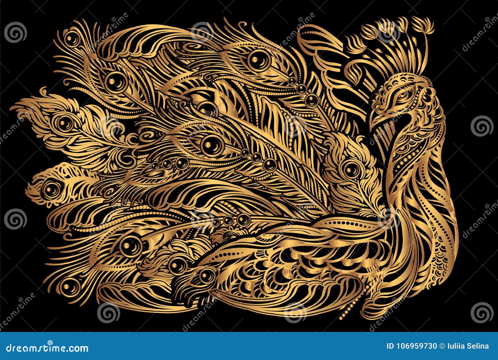 Tatuaje Del Pavo Real Del Vector Ilustración del Vector - Ilustración ...