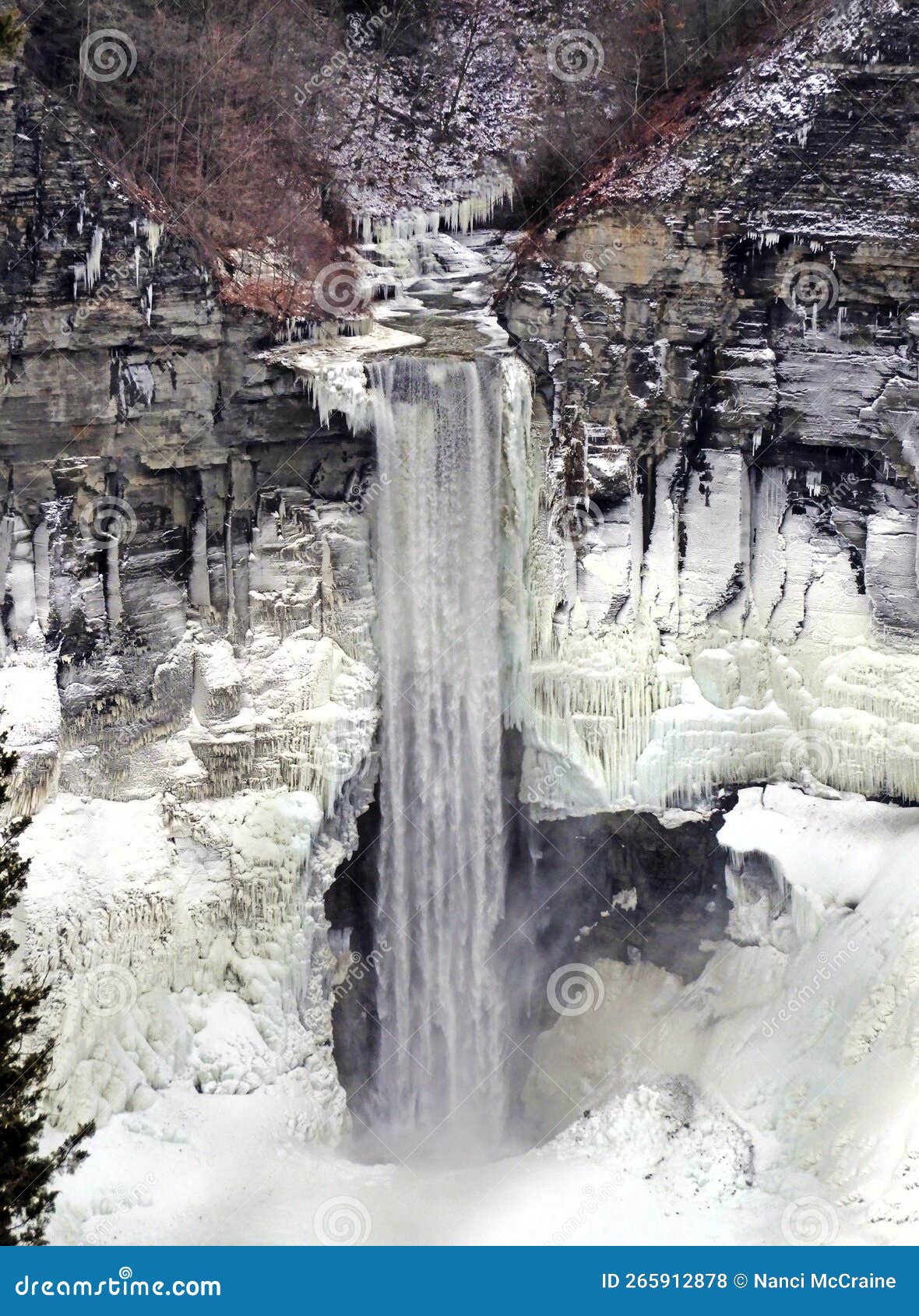 Taughannock Falls Frozen Gorge Ice Wall in Winter Stock Photo - Image ...