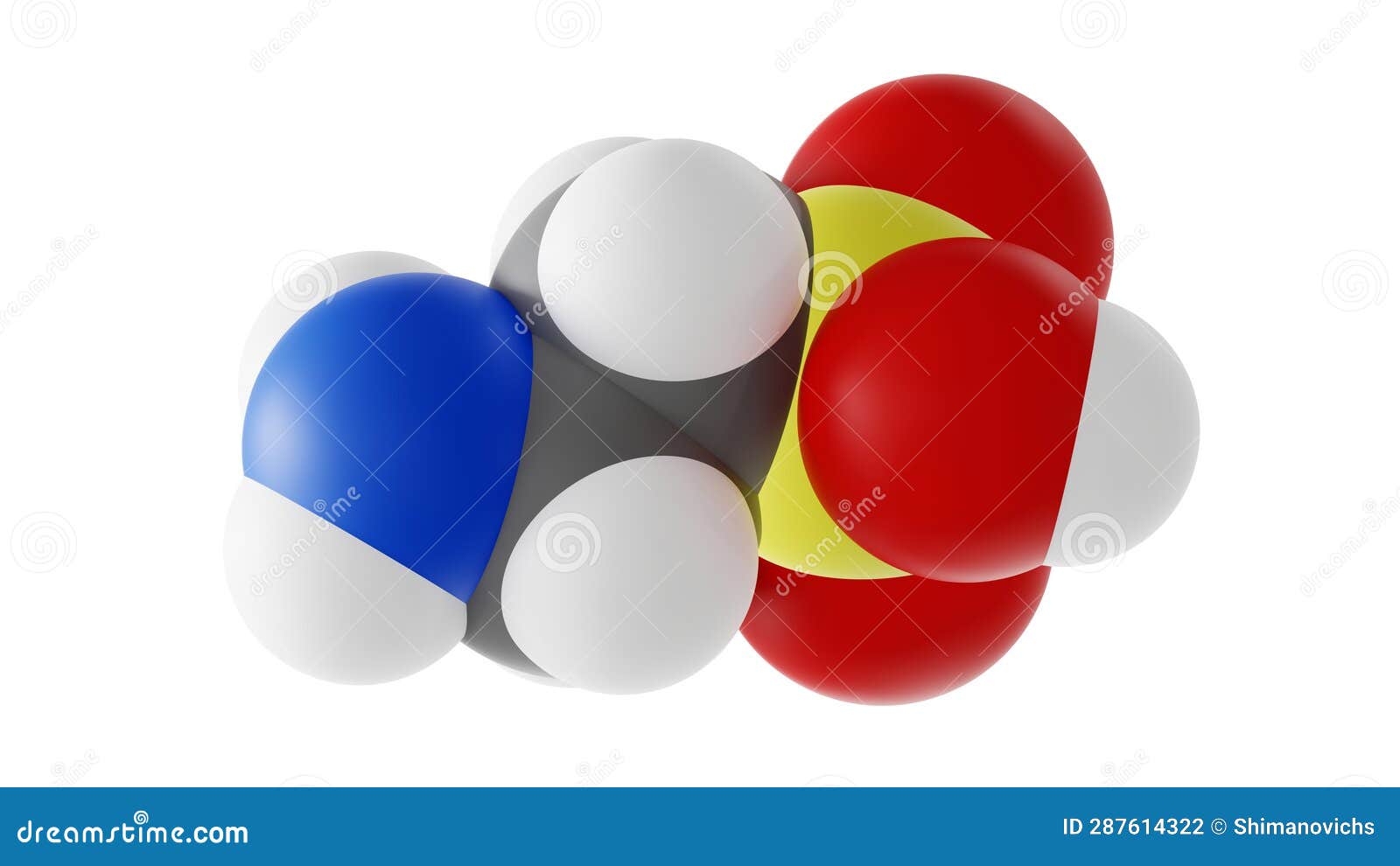 Taurine Molecule, Sulfonic Acid Molecular Structure, Isolated 3d Model ...