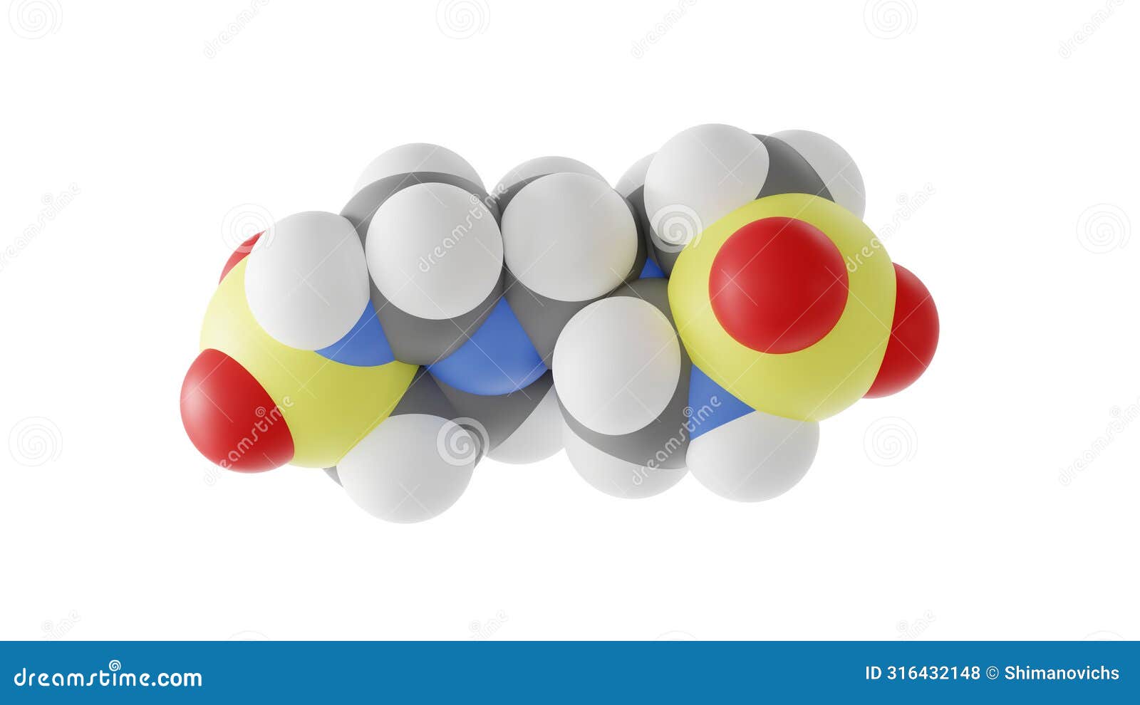 Taurolidine Molecule, Structural Chemical Formula, Ball-and-stick Model ...