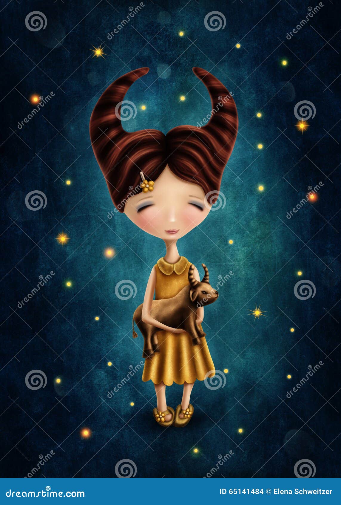 Taurus Astrological Sign Girl Stock Illustration - Illustration of ...