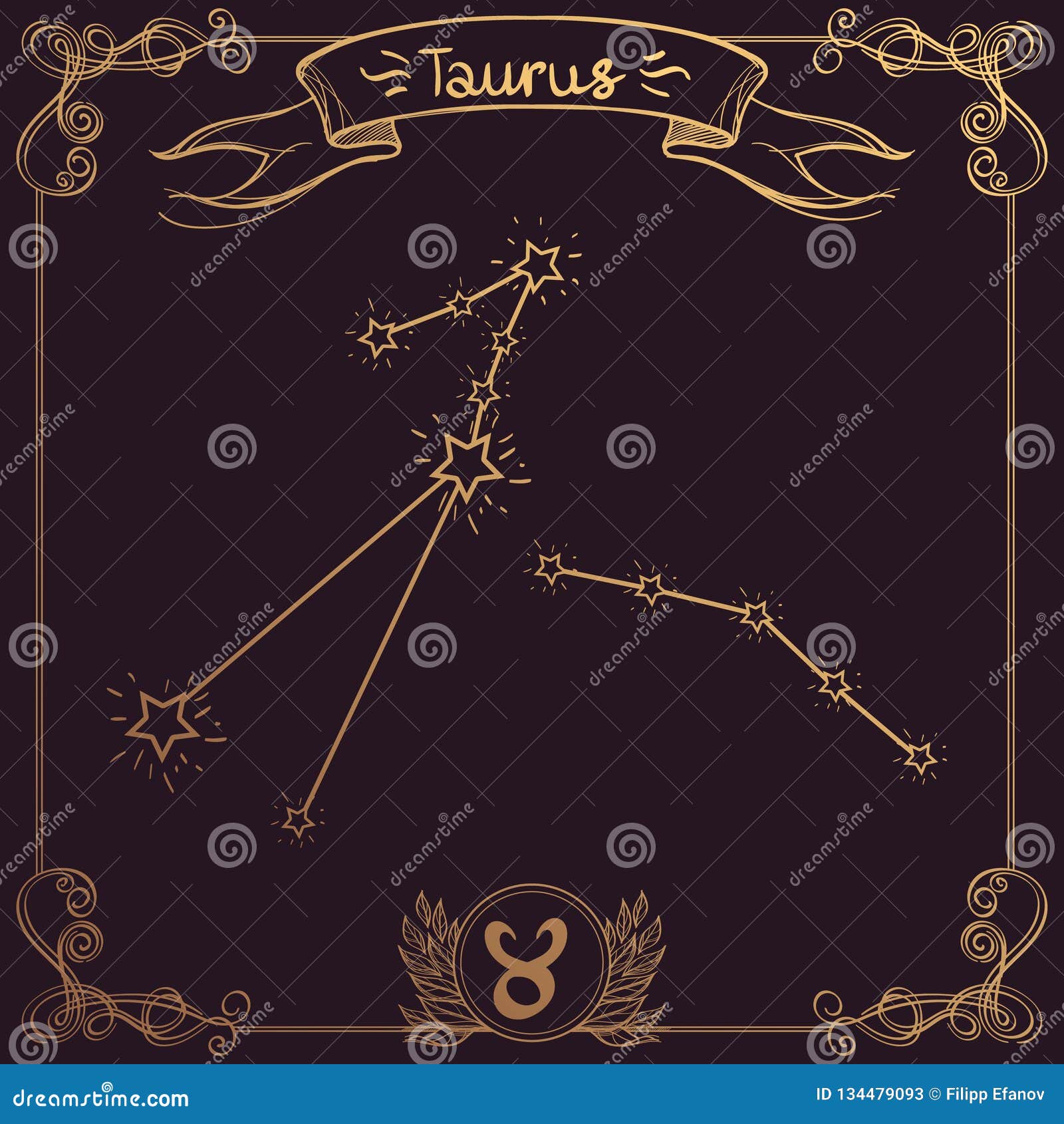 Taurus Constellation. Schematic Representation of the Signs of the ...