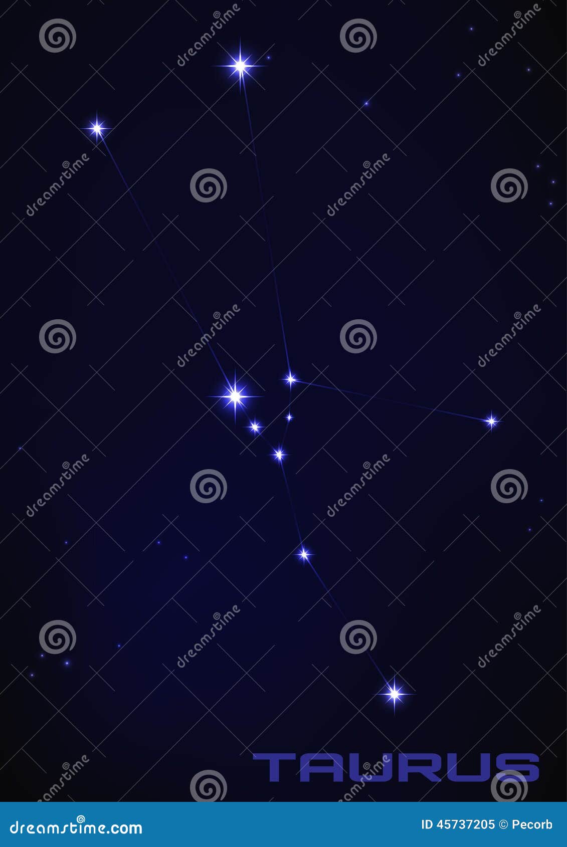 Taurus Constellation On A Purple Background. Schematic Representation ...