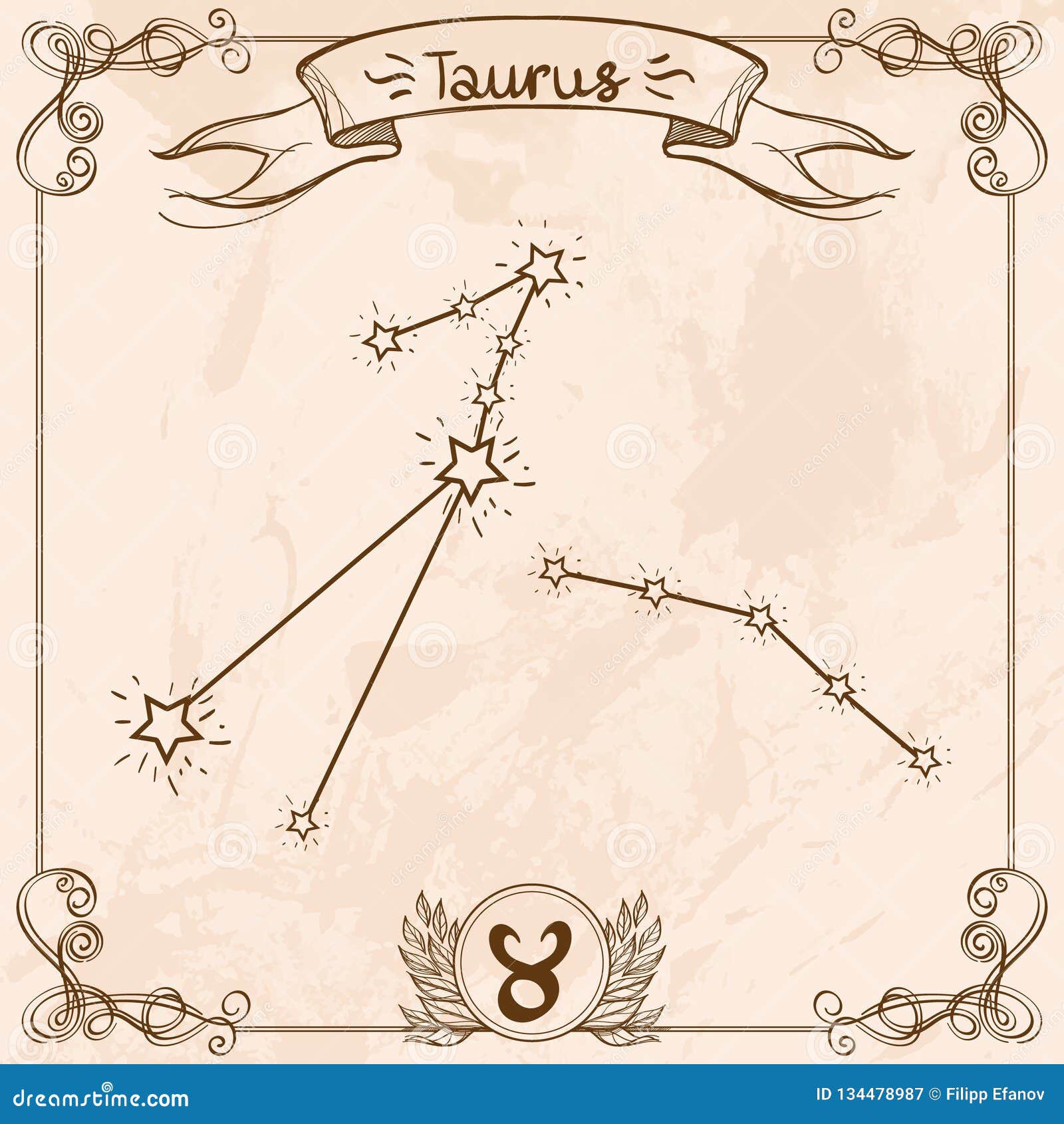 Taurus Constellation Vintage Symbol. Schematic Representation of the ...