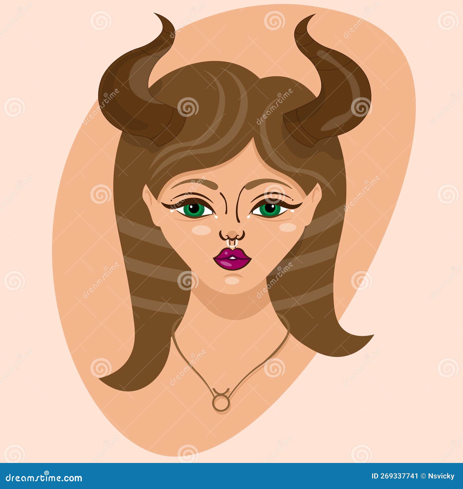 Beautiful Face of Taurus Woman Zodiac Sign. Horoscope Symbol Stock ...