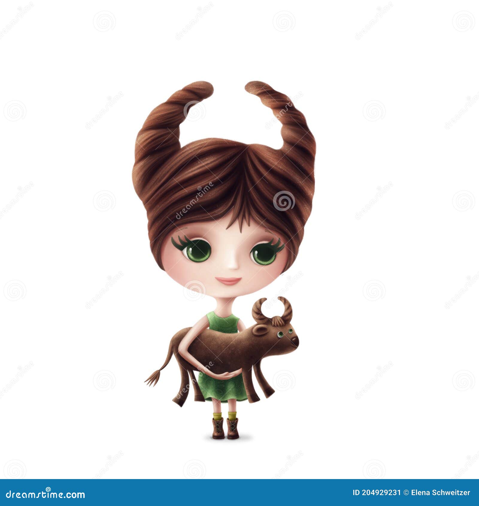 Taurus girl stock illustration. Illustration of white - 204929231