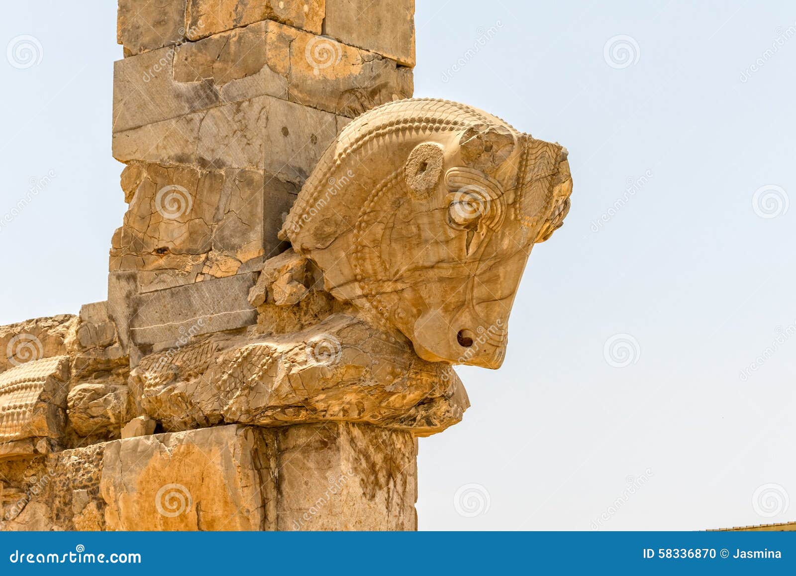 Taurus head Persepolis stock photo. Image of archeology - 58336870