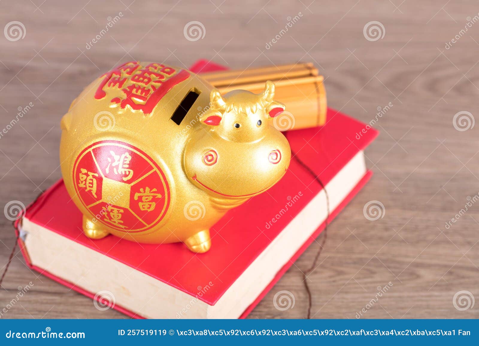 Taurus Piggy Bank on a Book Stock Image - Image of life, golden: 257519119