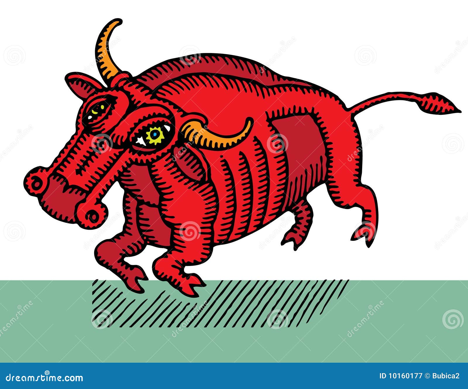 Taurus red cubist stock vector. Illustration of astrological - 10160177