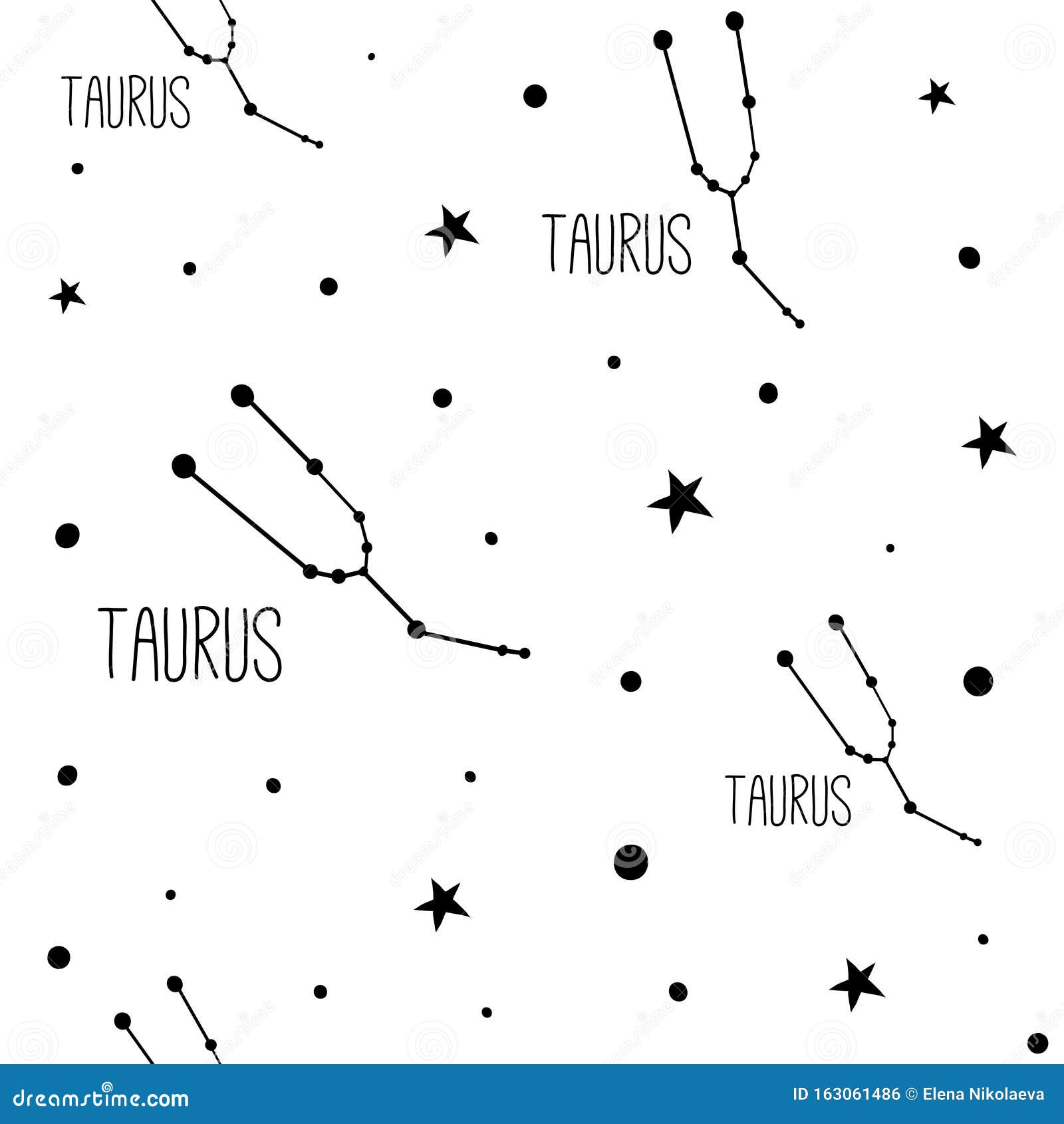 Taurus. Seamless Pattern with Zodiac Sign Stock Vector - Illustration ...