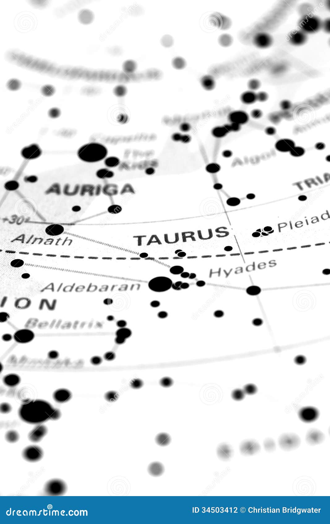Taurus on star map B stock photo. Image of chart, physics - 34503412