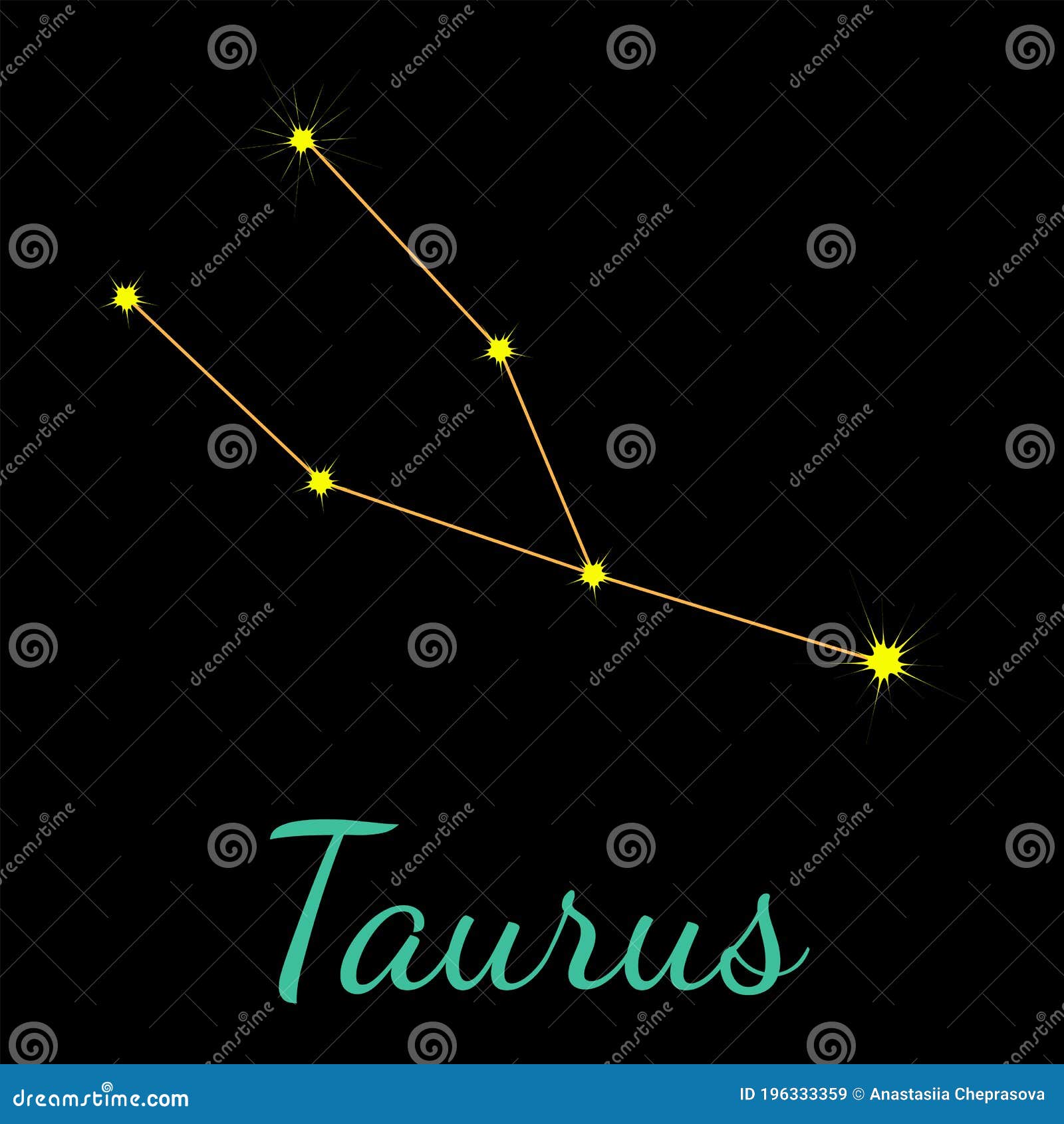 Taurus Vector Constellation with Stars and Name Stock Vector ...