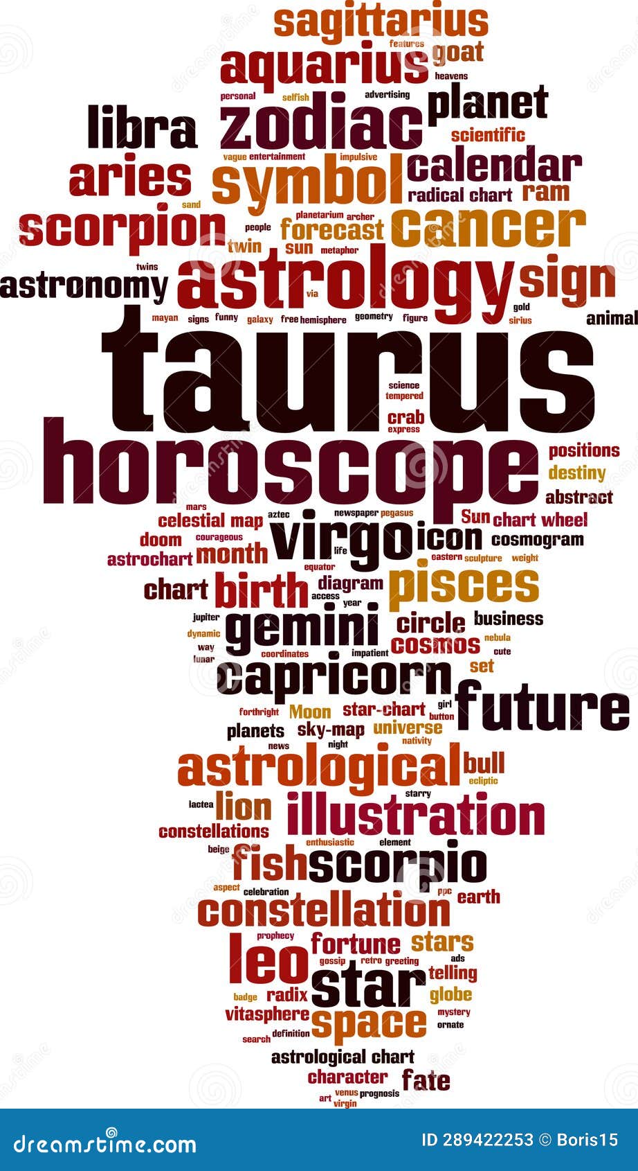 Taurus word cloud stock vector. Illustration of cosmogram - 289422253