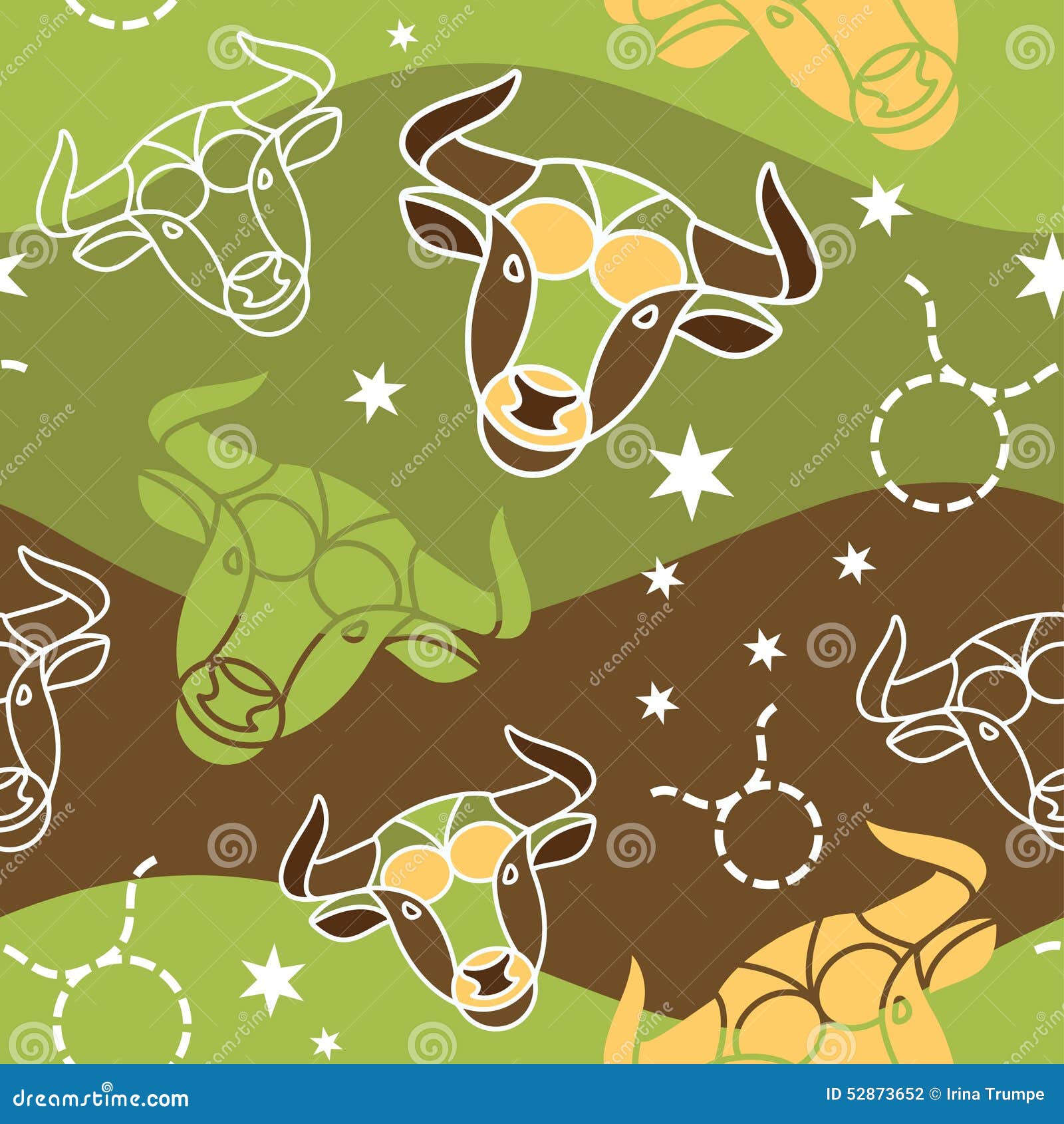 Taurus - Zodiac Seamless Pattern Stock Vector - Illustration of ...