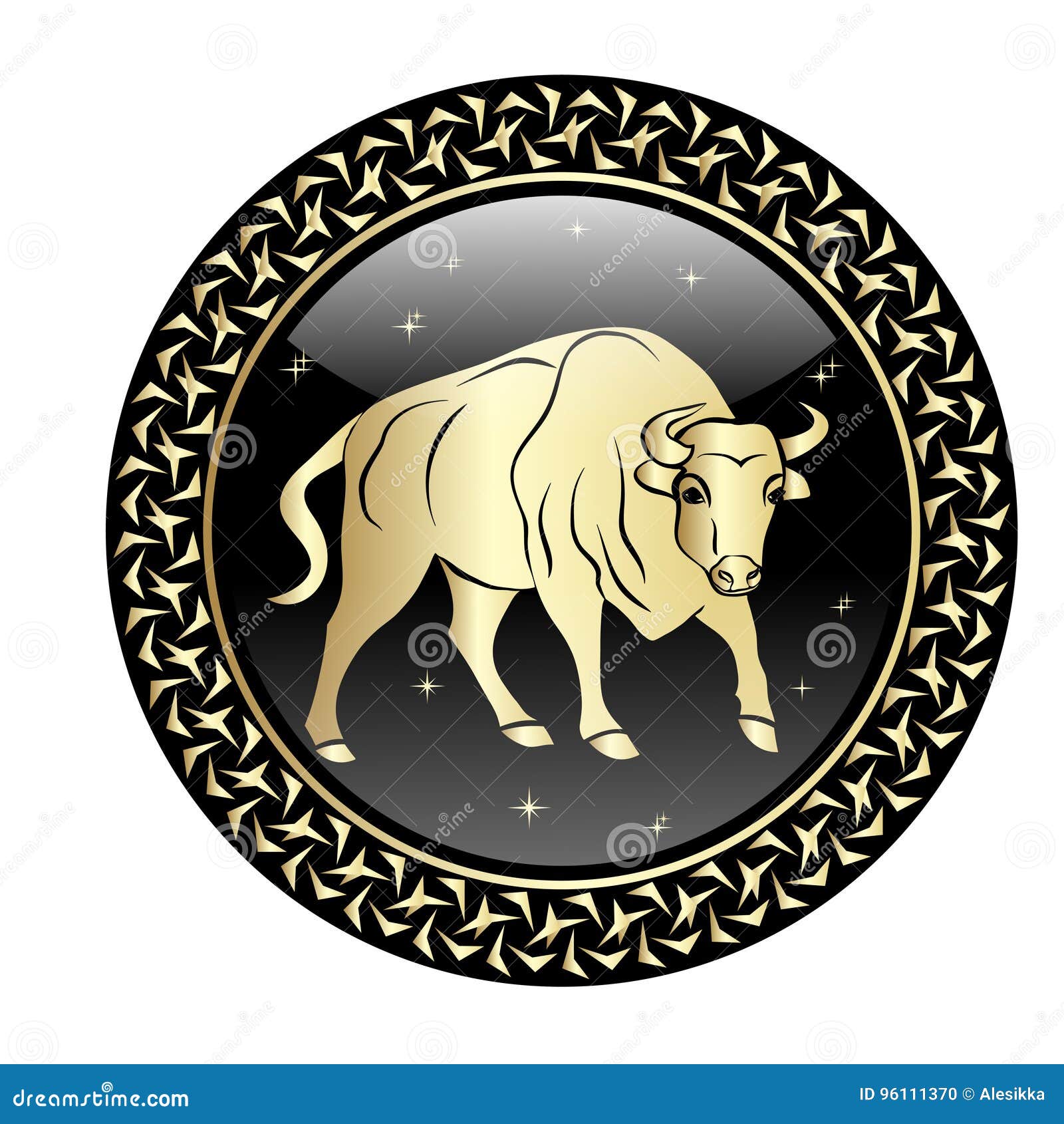 Taurus Zodiac Sign in Circle Frame. Stock Illustration - Illustration ...