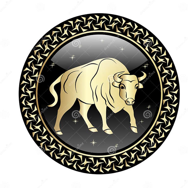 Taurus Zodiac Sign in Circle Frame. Stock Illustration - Illustration ...