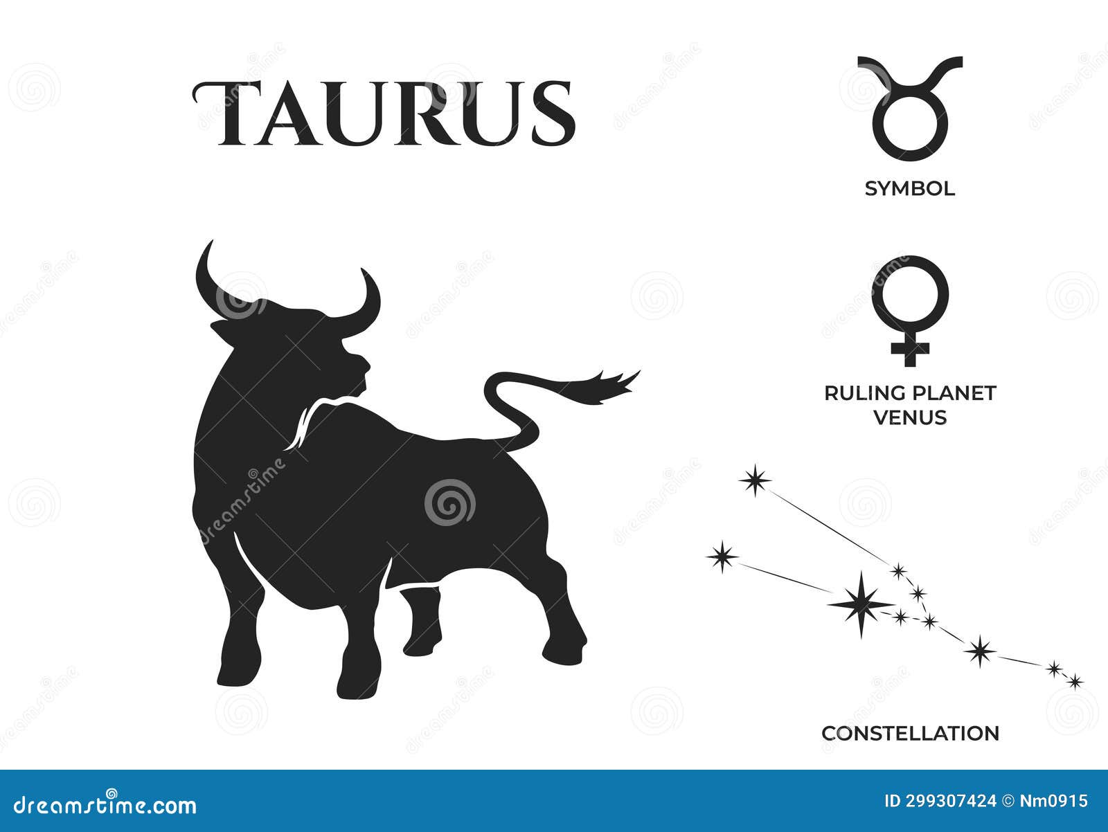 Taurus Zodiac Sign, Constellation and Mars Ruling Planet Symbol ...