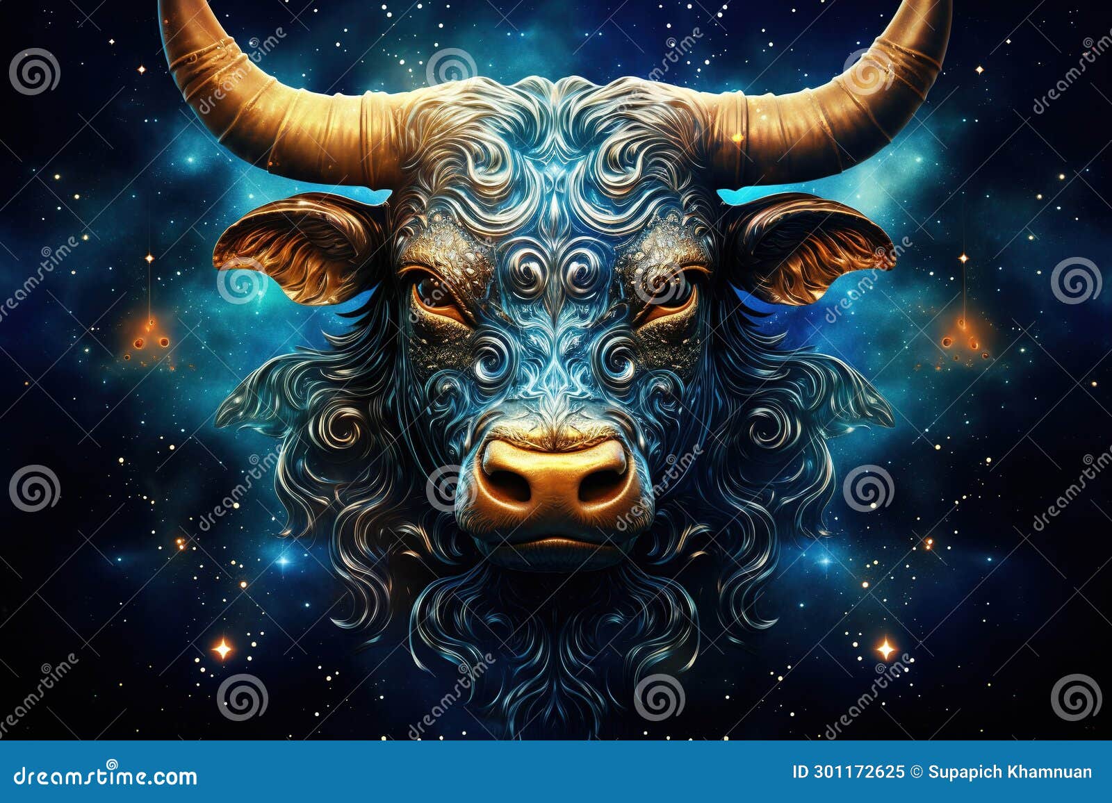 Taurus Zodiac Sign Constellations Against a Night Sky Backdrop Stock ...