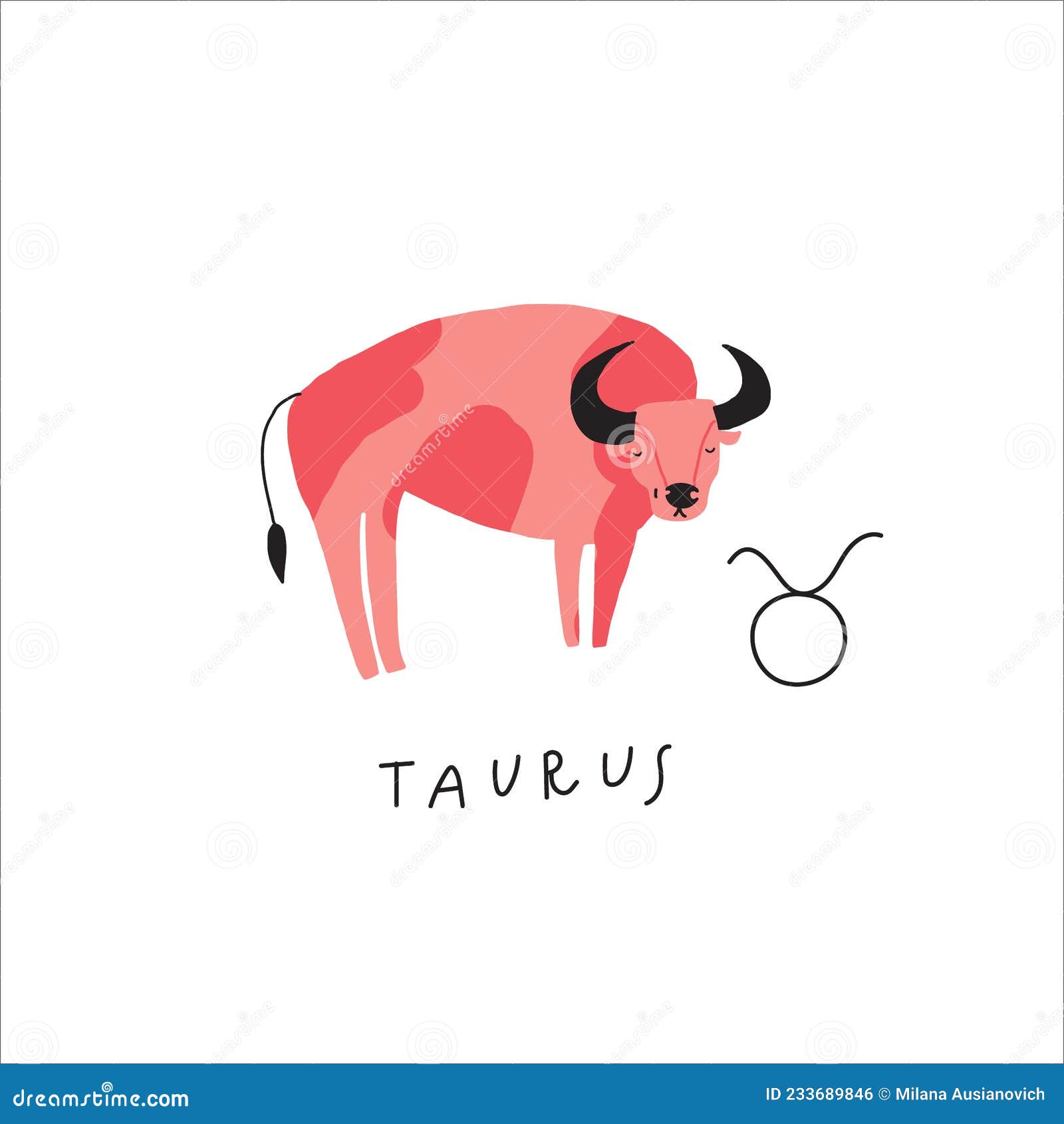 Taurus Zodiac Sign Icon. Stylized Vector Drawing Stock Vector ...