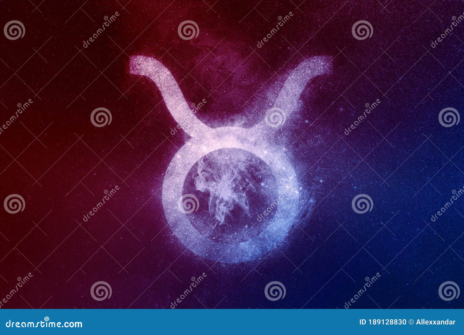 Taurus Zodiac Sign Red Blue. Abstract Night Sky Background Royalty-Free ...