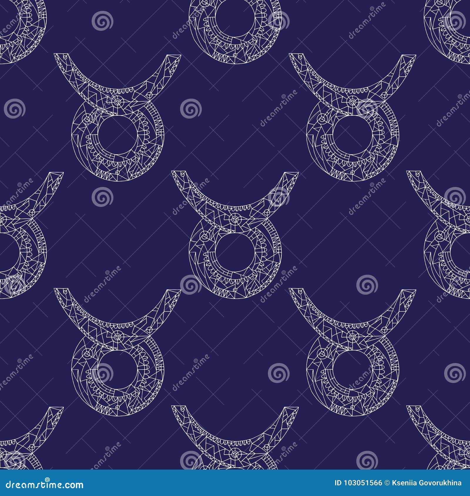 Taurus Zodiac Sign. Vector Hand Drawn Horoscope Pattern. Astrological ...