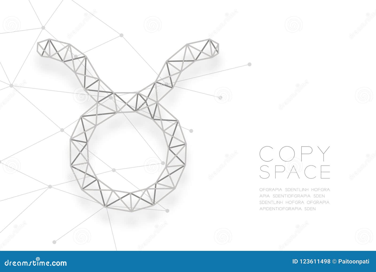Taurus Zodiac Sign Wireframe Polygon Silver Frame Structure, Fortune ...