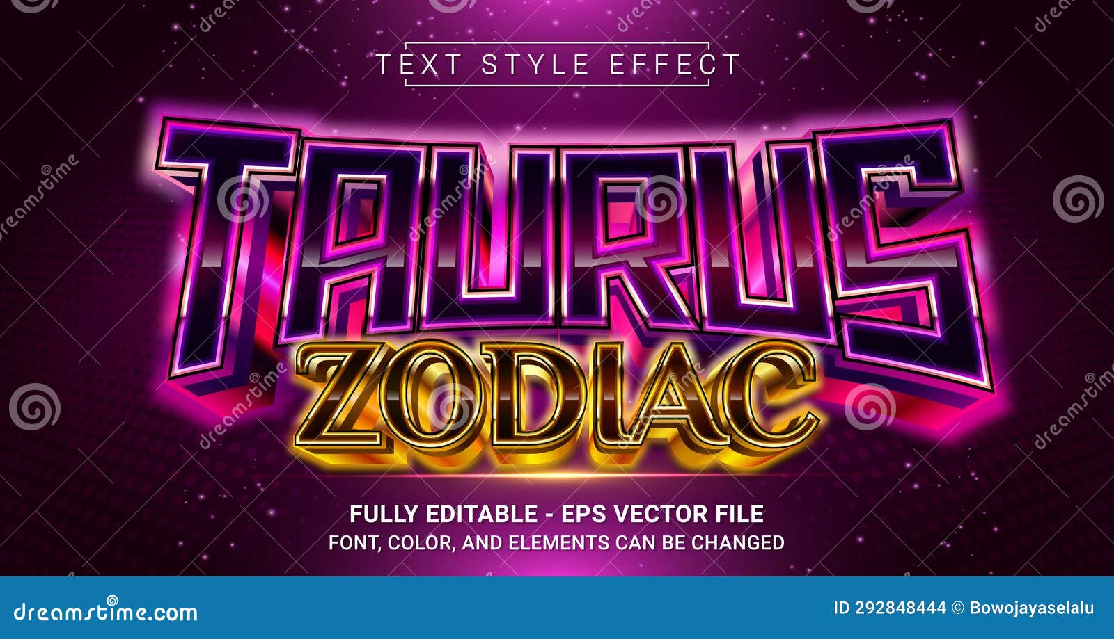 Taurus Zodiac Text Style Effect. Editable Graphic Text Template Stock Vector - Illustration of ...