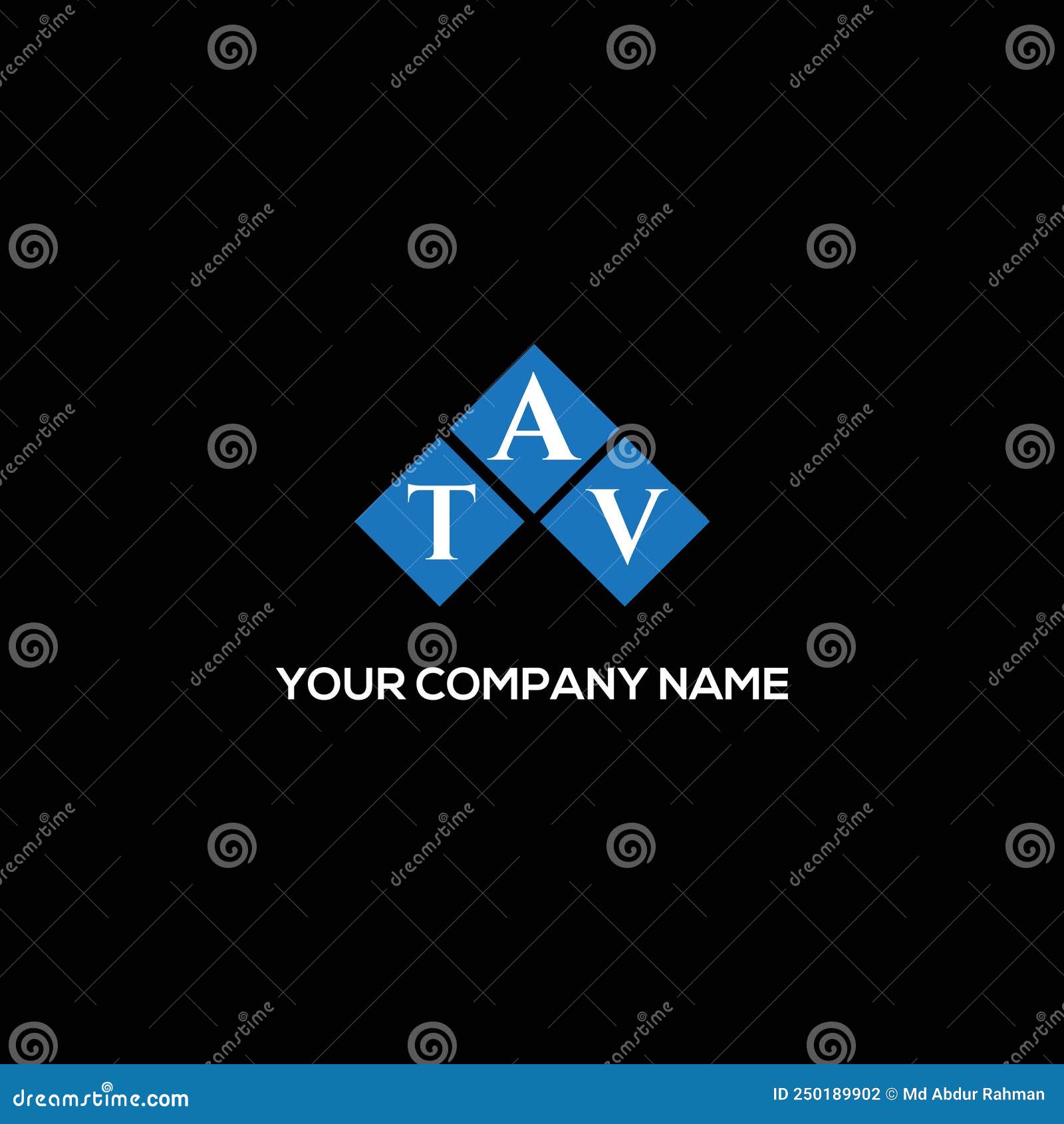 TAV Letter Logo Design on BLACK Background. TAV Creative Initials ...
