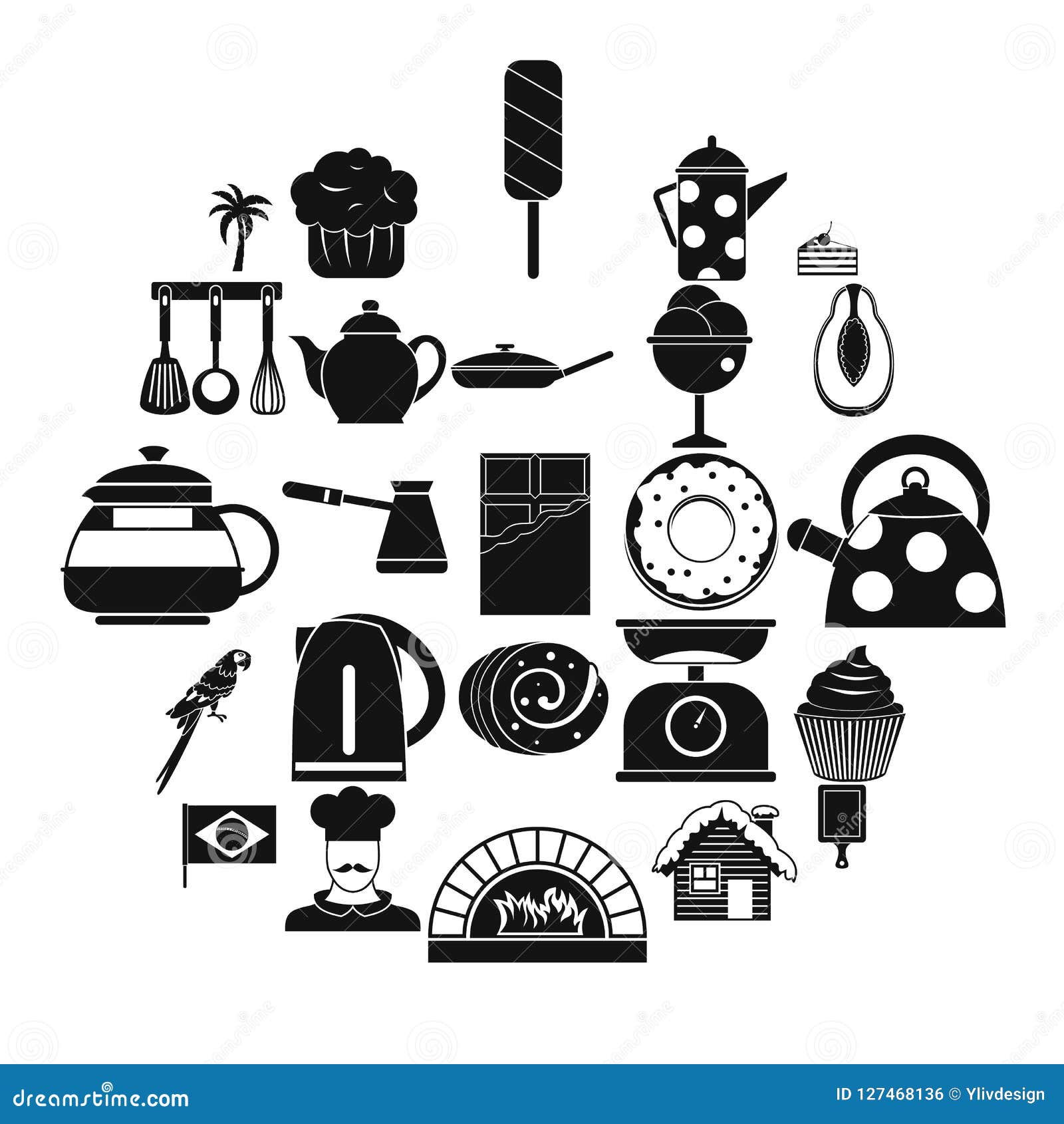 Tavern Icons Set, Simple Style Stock Vector - Illustration of cream ...