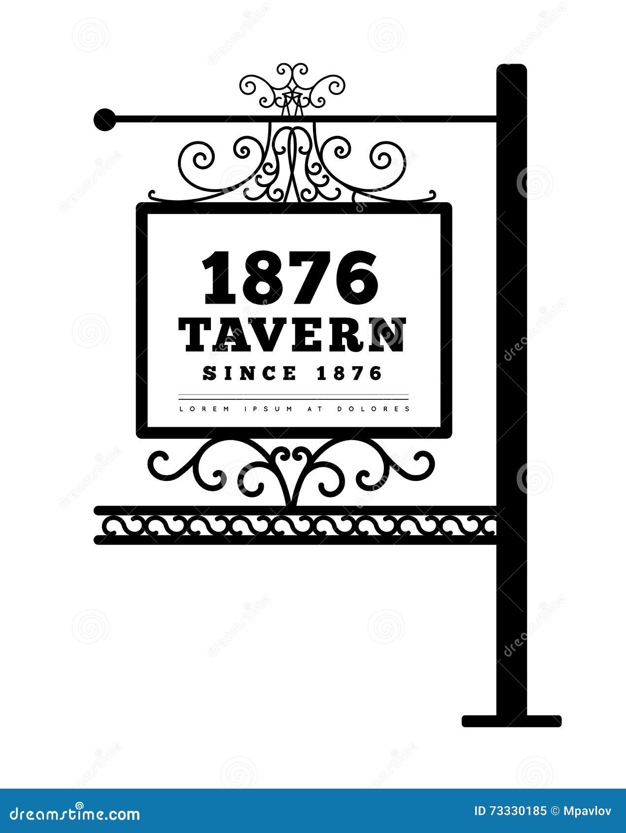 Tavern Sign, Metal Frame with Curly Elements. Stock Vector ...