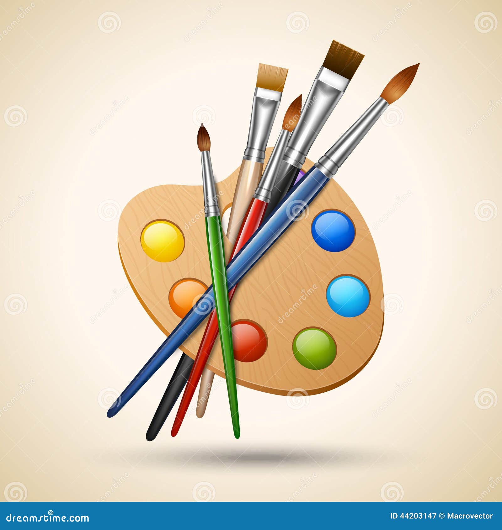 Tavolozza con i pennelli illustrazione vettoriale. Illustrazione di ...