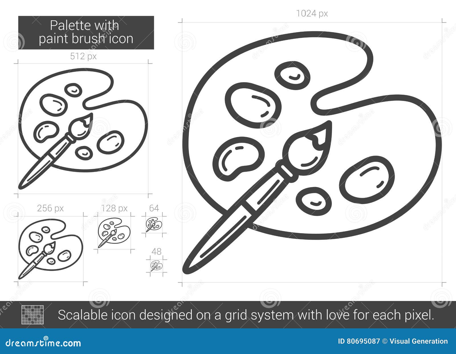 Tavolozza Con La Linea Icona Del Pennello Illustrazione Vettoriale ...