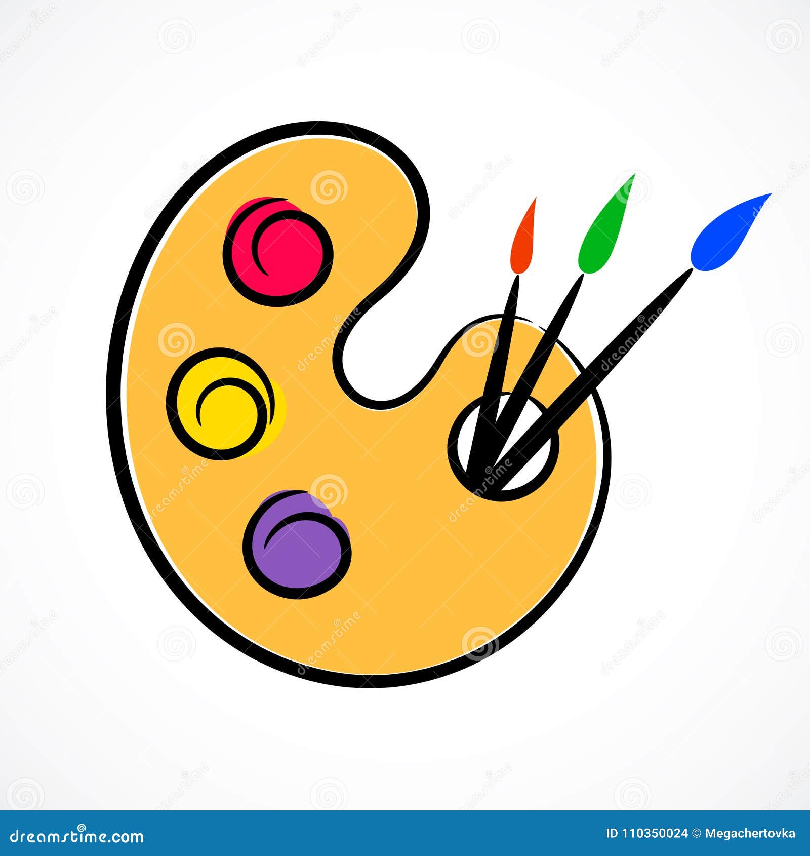 Tavolozza E Spazzole Colorate Contorno Illustrazione Vettoriale ...