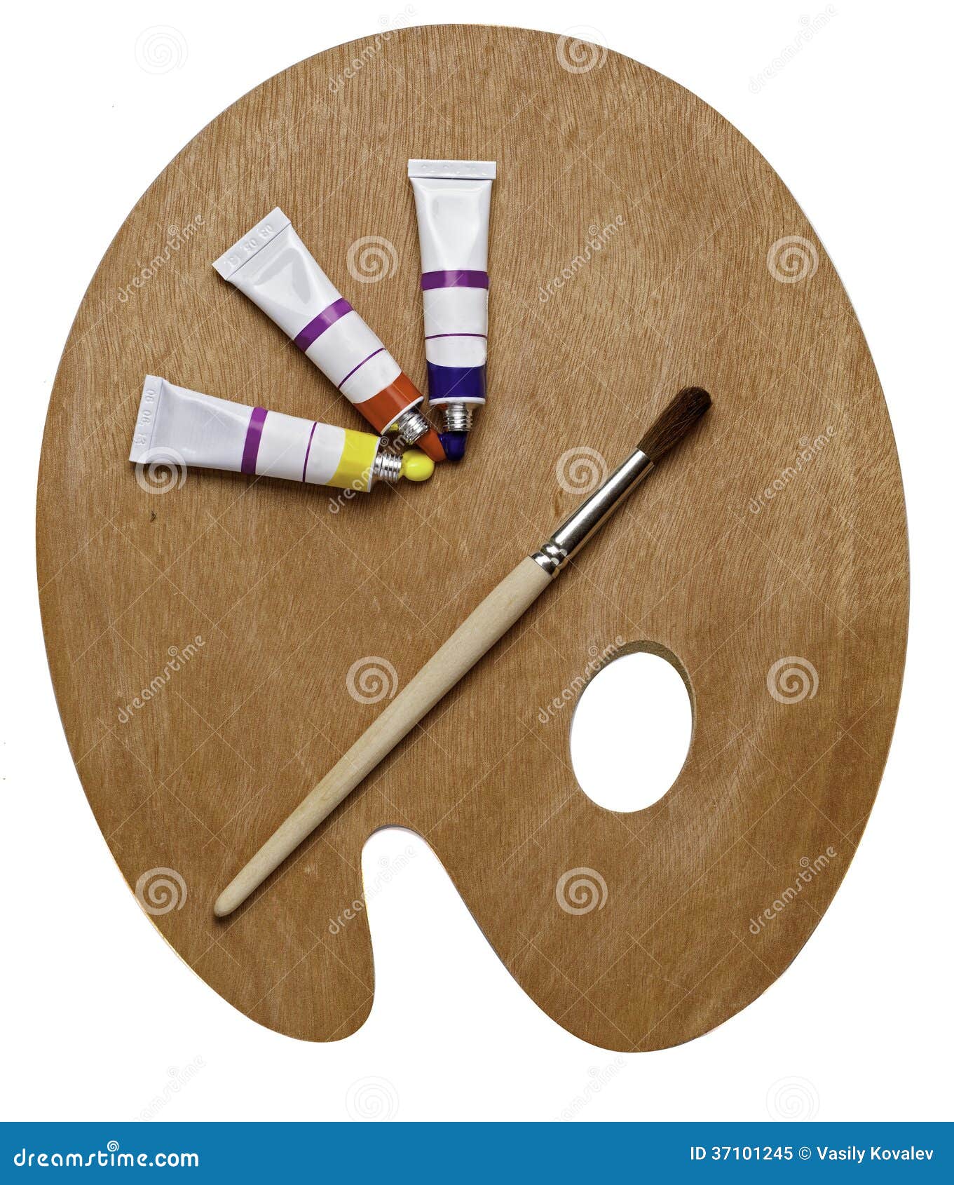 Tavolozza, Pitture E Pennello Immagine Stock - Immagine di vernice ...