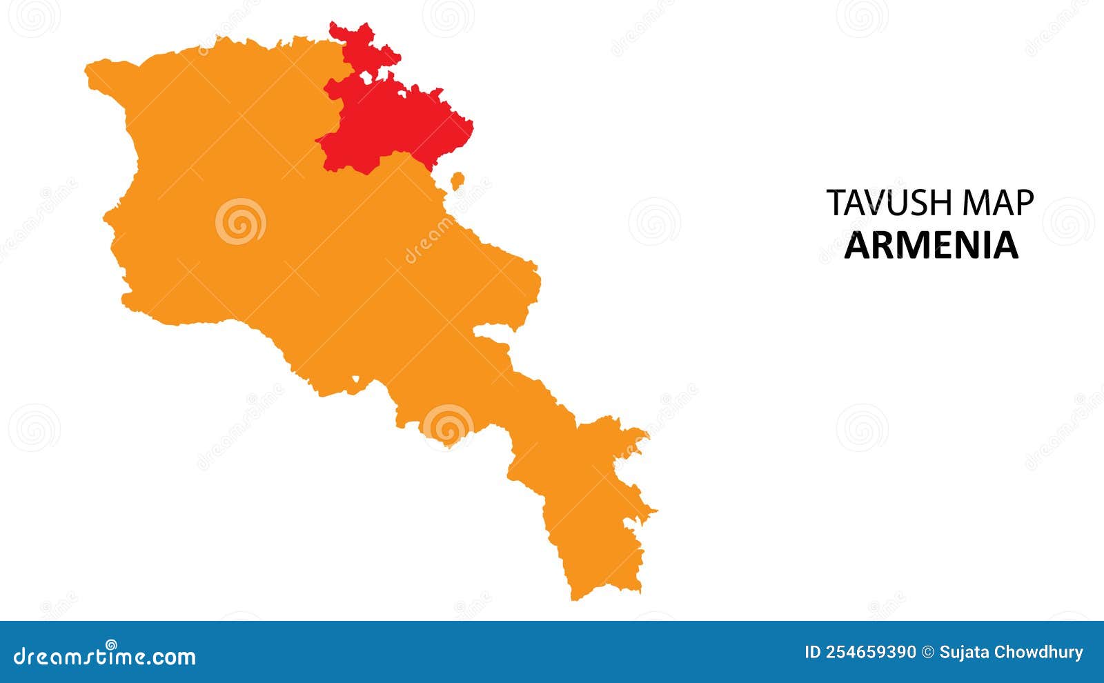 Tavush State and Regions Map Highlighted on Armenia Map Stock ...