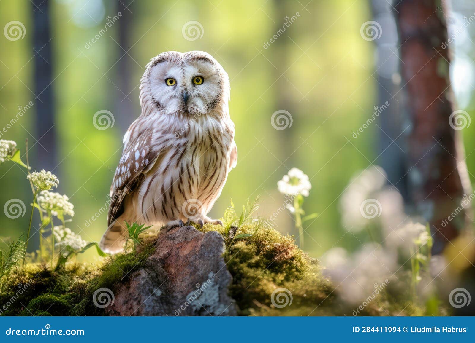 Tawny Owl (Strix Aluco) Sitting On A Branch Stock Photography ...