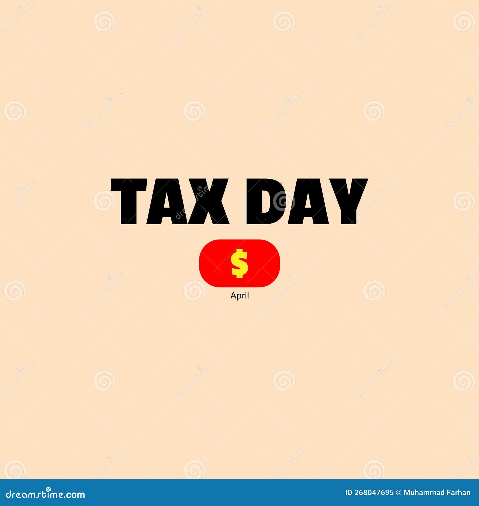 Tax Day Typography Design, with Cream Background Stock Vector ...