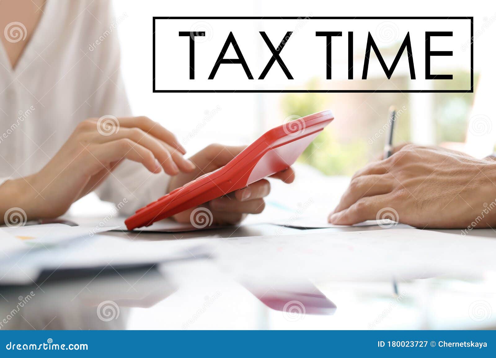 Tax Accountants Working with Documents at Table Stock Image - Image of ...