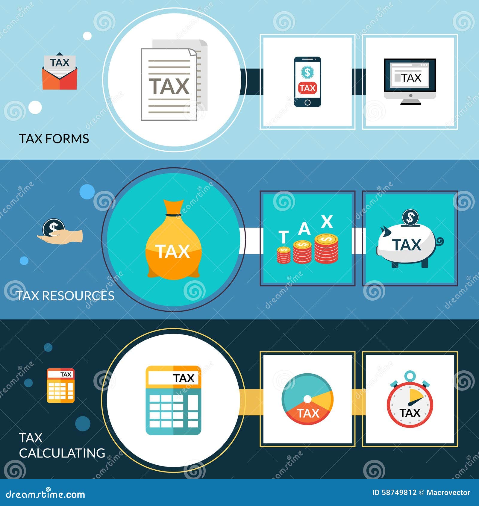 Tax Banner Set stock vector. Illustration of bookmark - 58749812