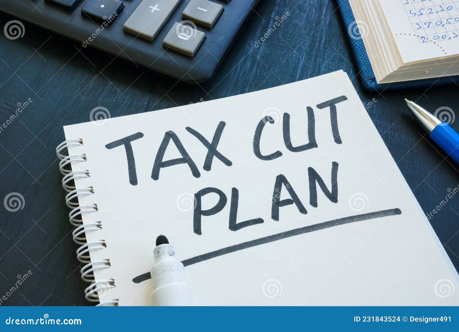 Tax Cut Plan Handwritten on the Piece of Paper. Stock Photo - Image of ...