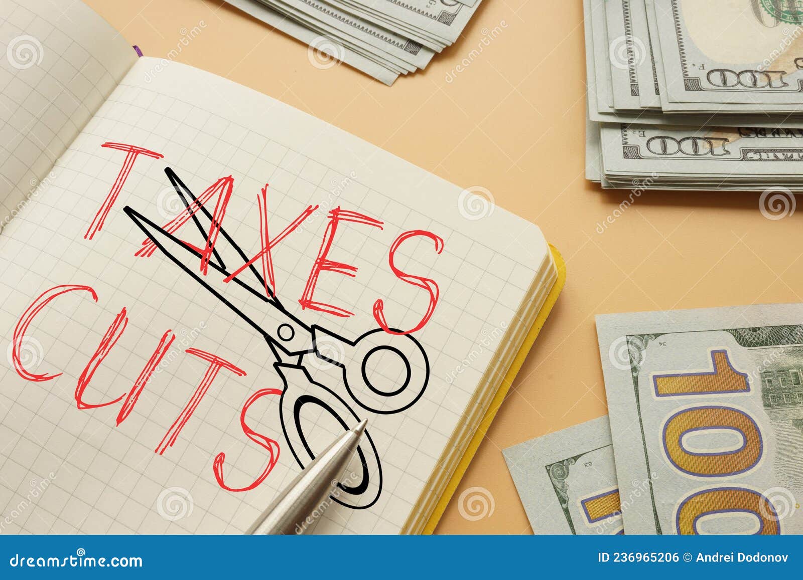 Tax Cuts are Shown on the Business Photo Using the Text Stock Photo ...