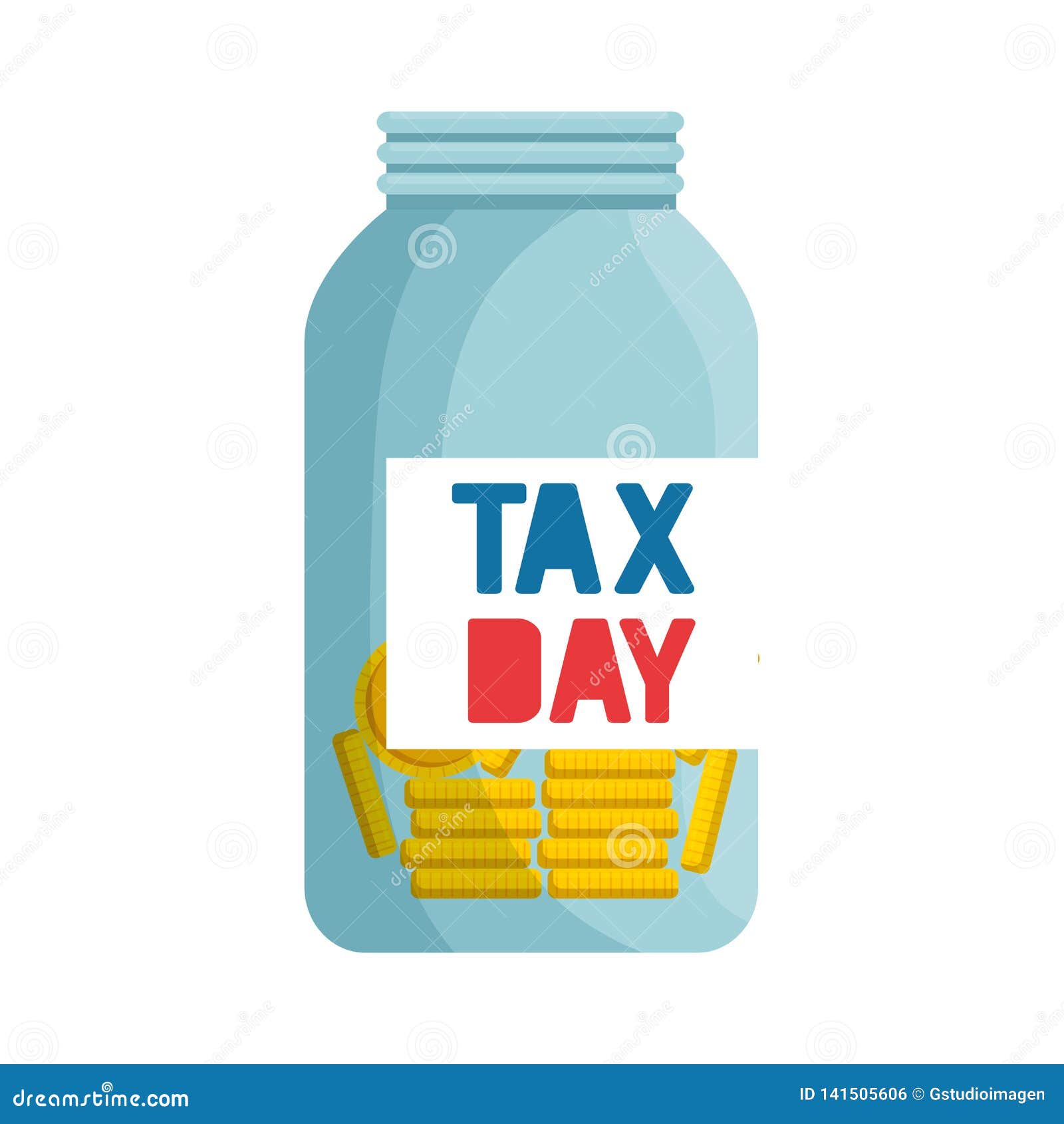 Tax Day Mason Jar with Coins Stock Vector - Illustration of economics ...
