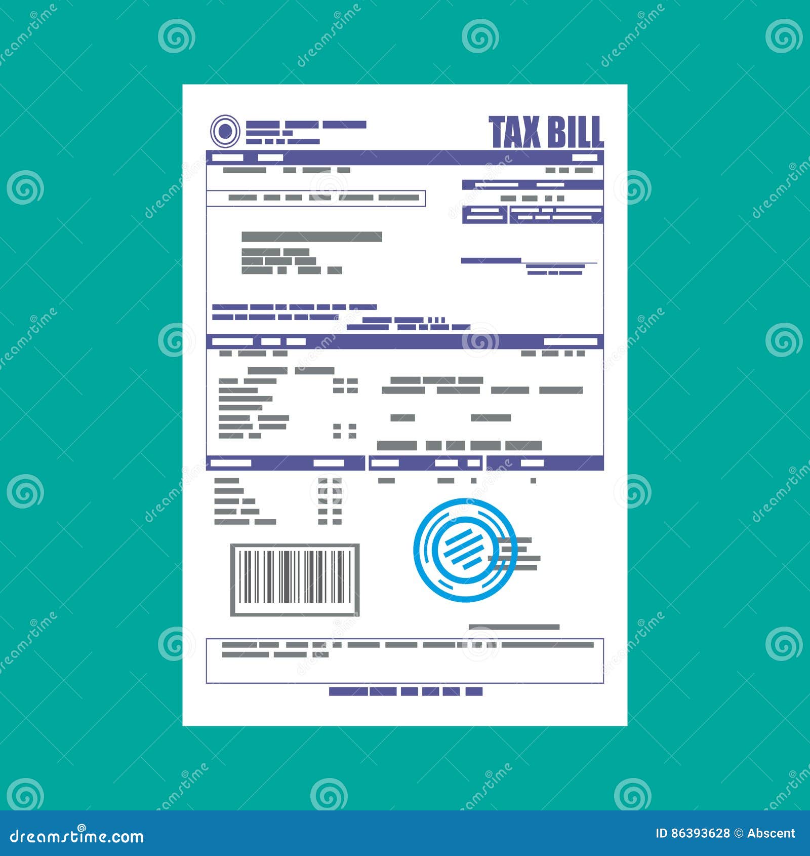 Unpaid Tax Document Solid Icon, Black Bookkeeping Concept, Tax ...
