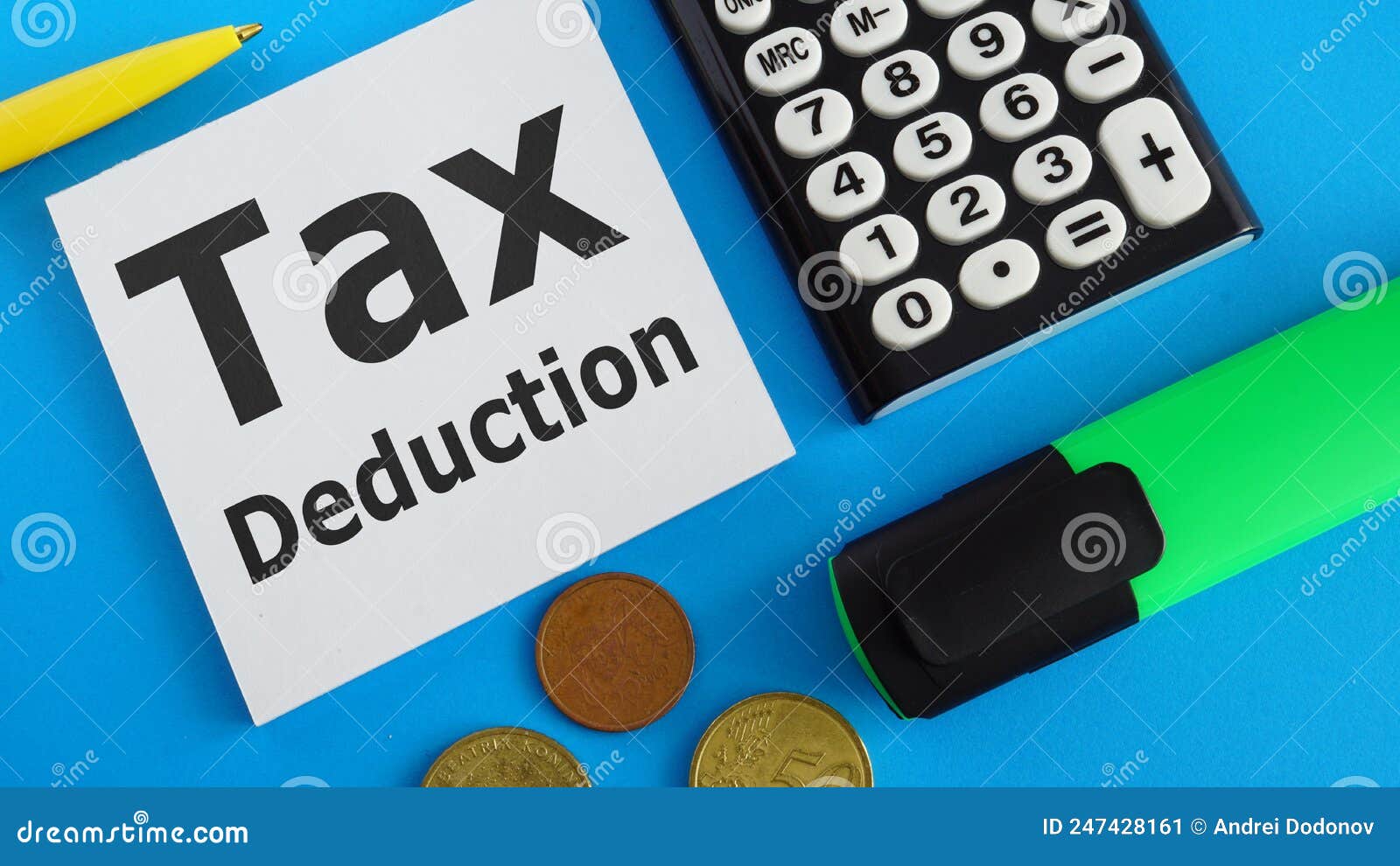 Tax Deduction is Shown Using the Text Stock Image - Image of office ...