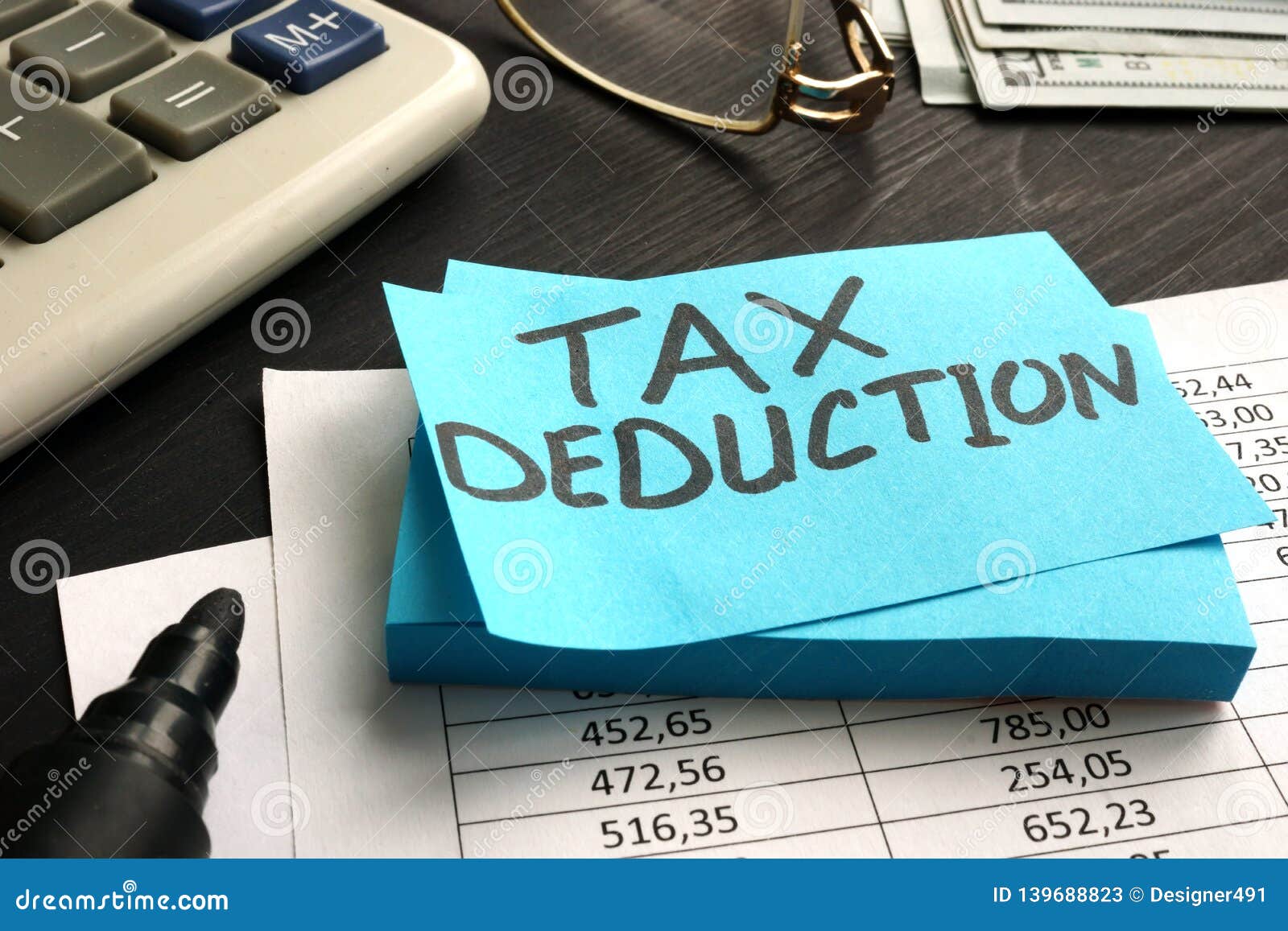 Tax Deduction Written on a Piece of Paper Stock Image - Image of ...