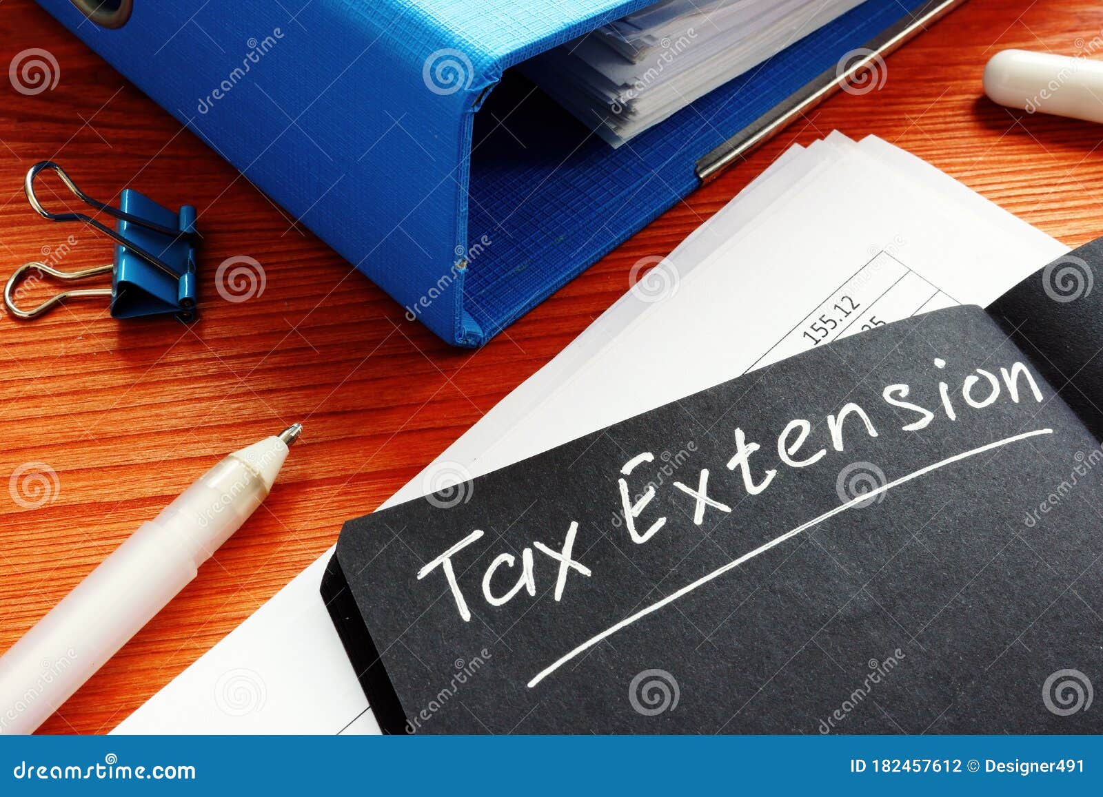 Tax Extension Sign on the Black Sheet Stock Photo - Image of page ...