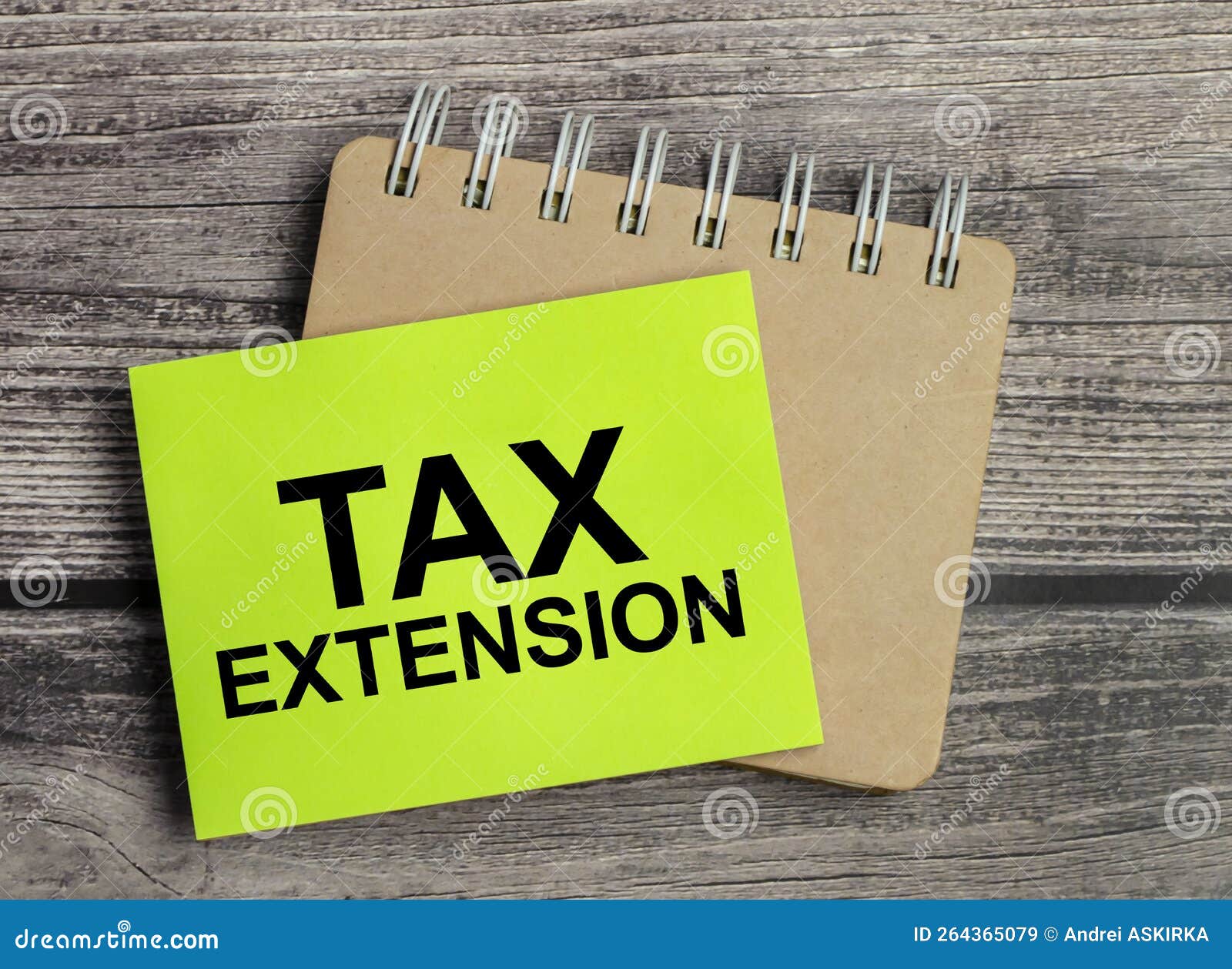 TAX EXTENSION Wording on a Green Sticker and Notepad Stock Image ...