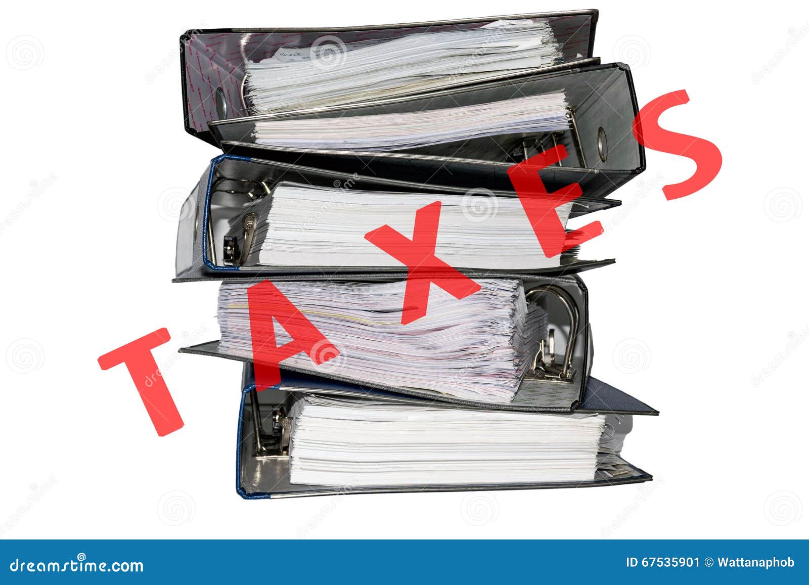 Tax File Folders on White Background. Stock Image - Image of invest ...
